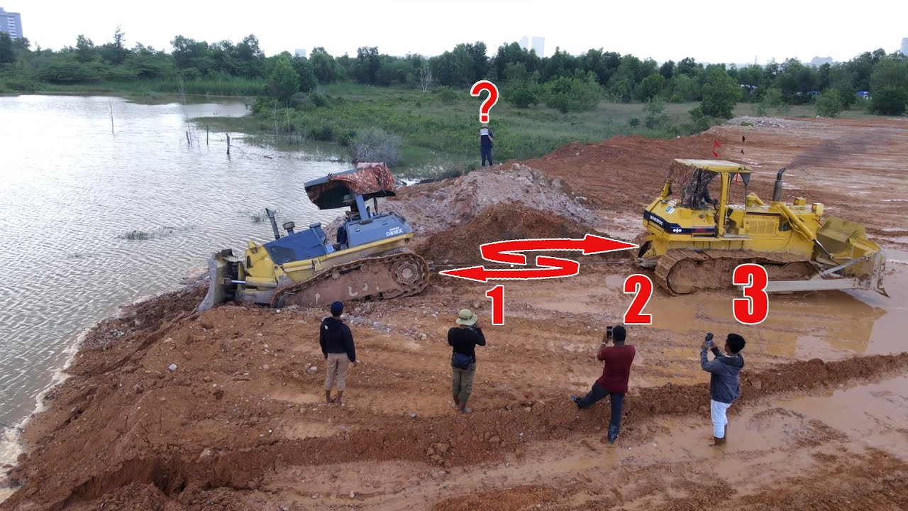 Episode9| Best Technique of Komatsu Dozer Pulling Bulldozer Stuck in ...