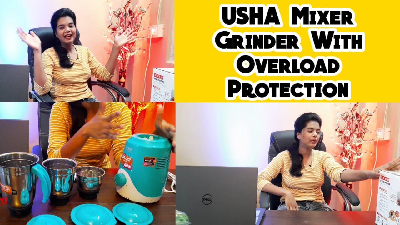 USHA Mixer Grinder With Overload Protection Unboxing || Review ...