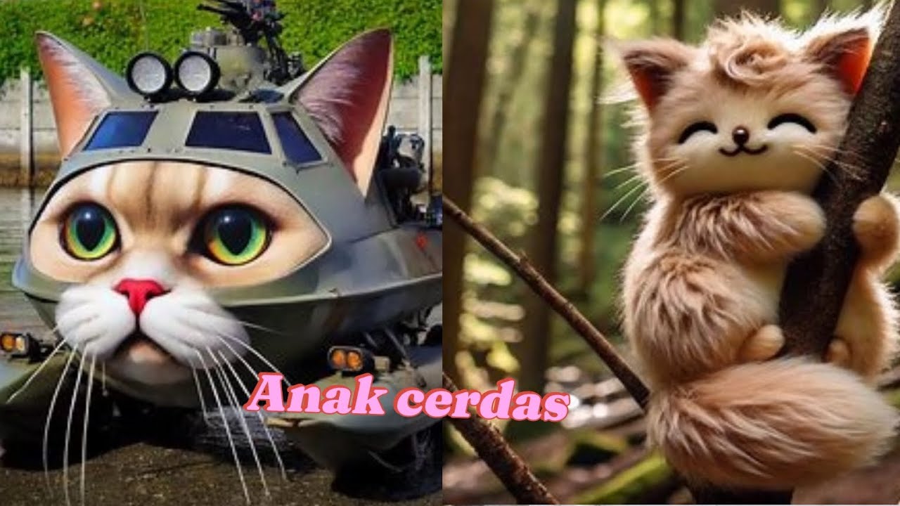 Hybrid Animals art FUSION:kucing imut menjadi Kuala dan kendaraan air😱# ...