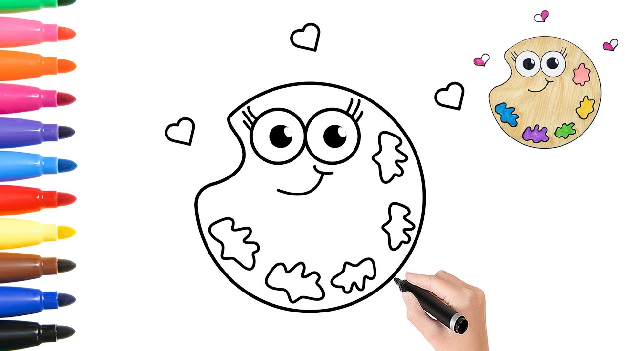 How to Draw an Art Palette | Step-by-Step Drawing and Coloring for Kids ...