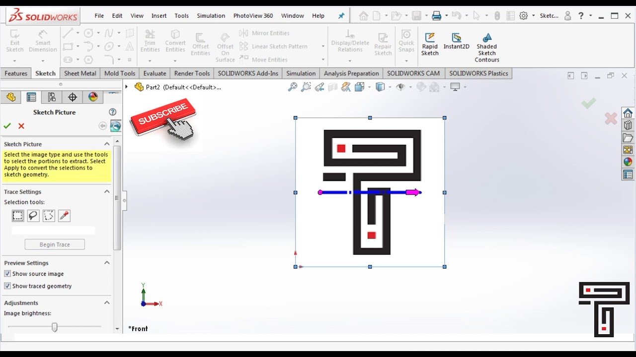 SOLIDWORKS –Autotrace in amaharic ሶሊድ ወርክ አዉቶ ትረስ በአማርኛ - YouTube