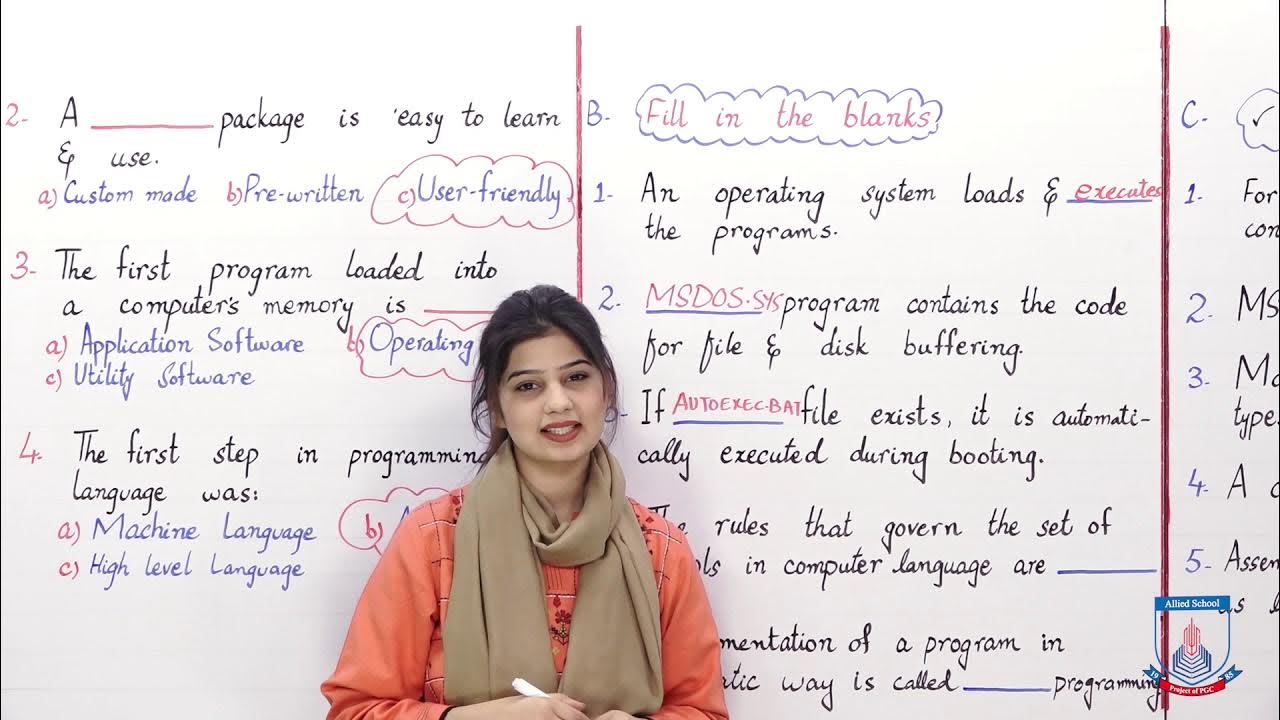 Class 5 - Computer Studies - Chapter 4 - Lecture 4 - Exercise (part 1) - Allied Schools - YouTube