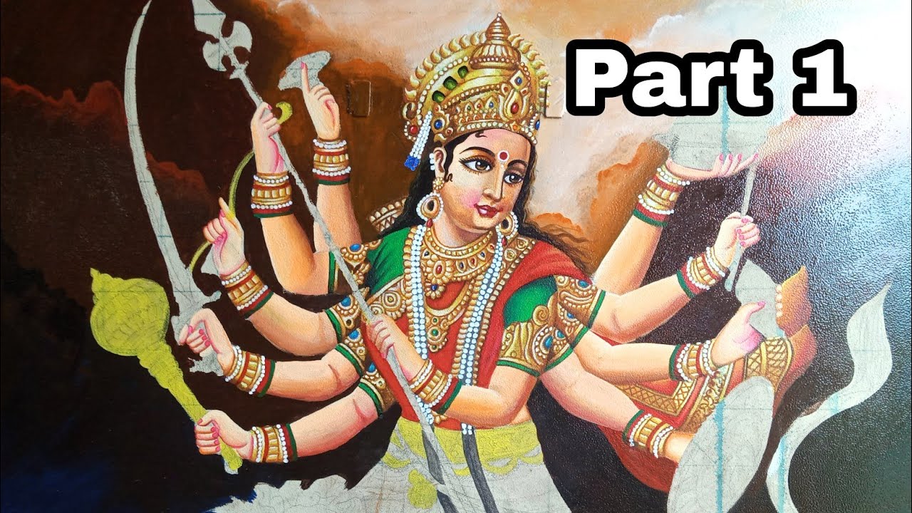 Ma Durga Painting Part 1 || How To Make Ma Durga Painting - YouTube