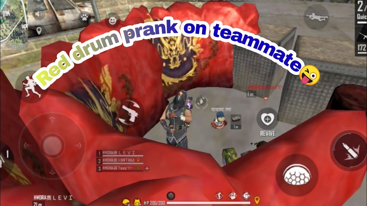 Red drum Burst Prank on teammate😜। Rhythm on Fire 1.0। Garena free fire ...