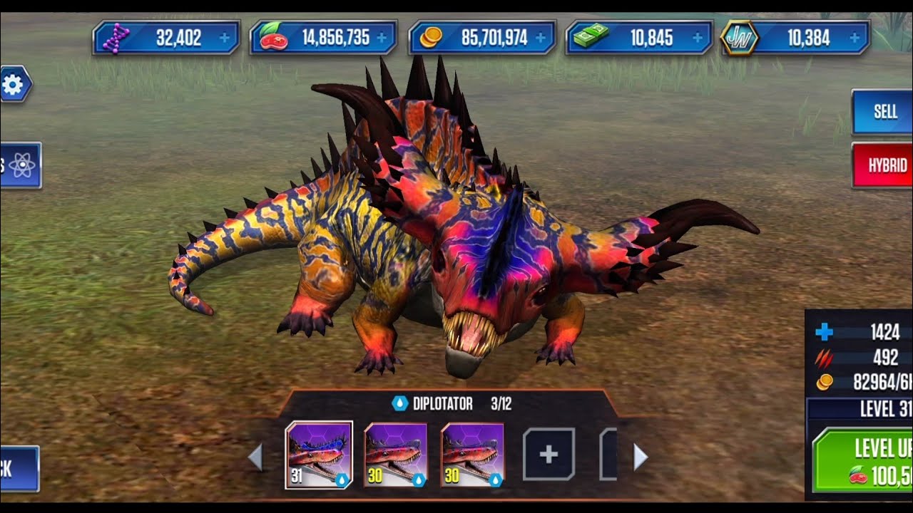 DIPLOTATOR MAX LEVEL 40 - NO VIP NO HACK - JURASSIC WORLD THE GAME #20 ...
