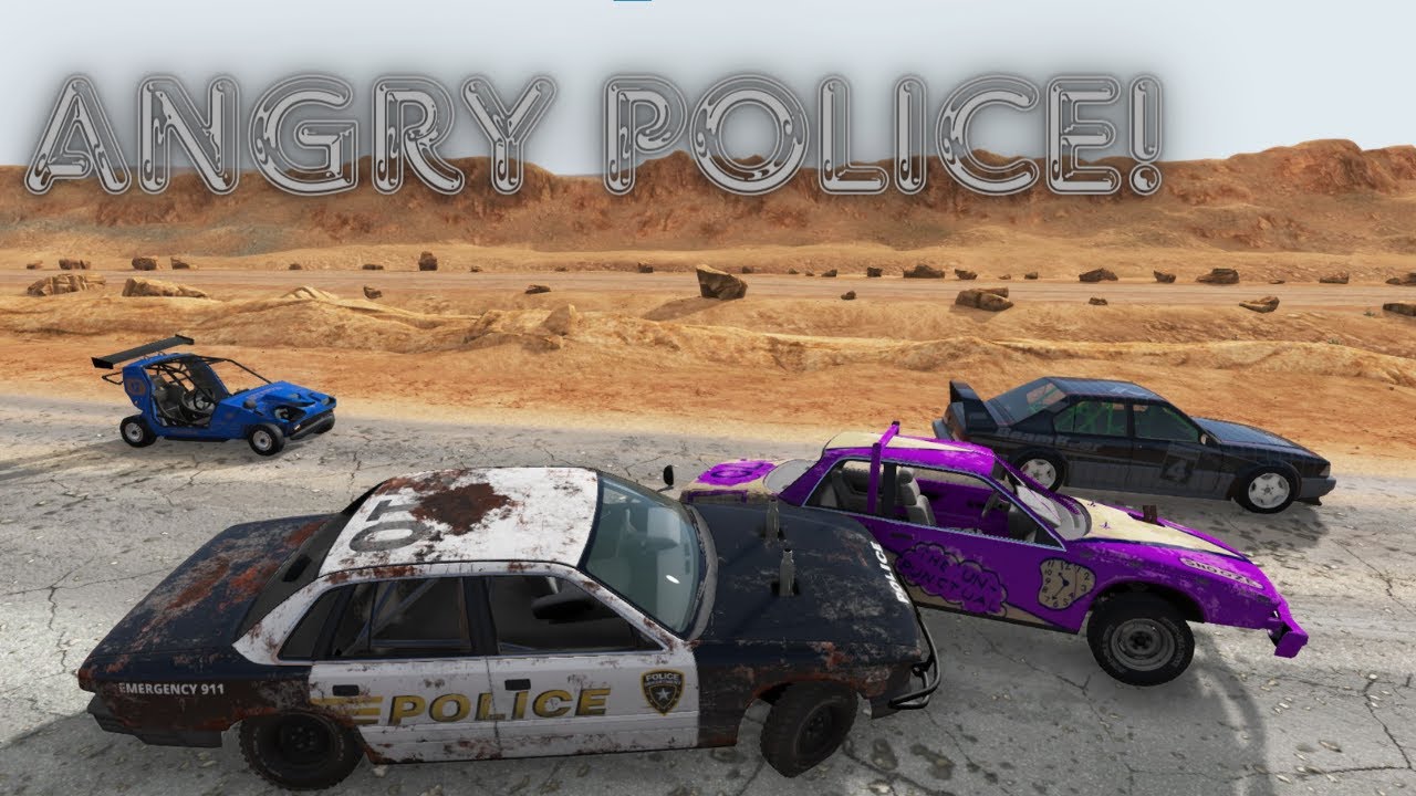 BeamNG Drive - Cars vs Angry Police Car #3 (RoadRage) - YouTube