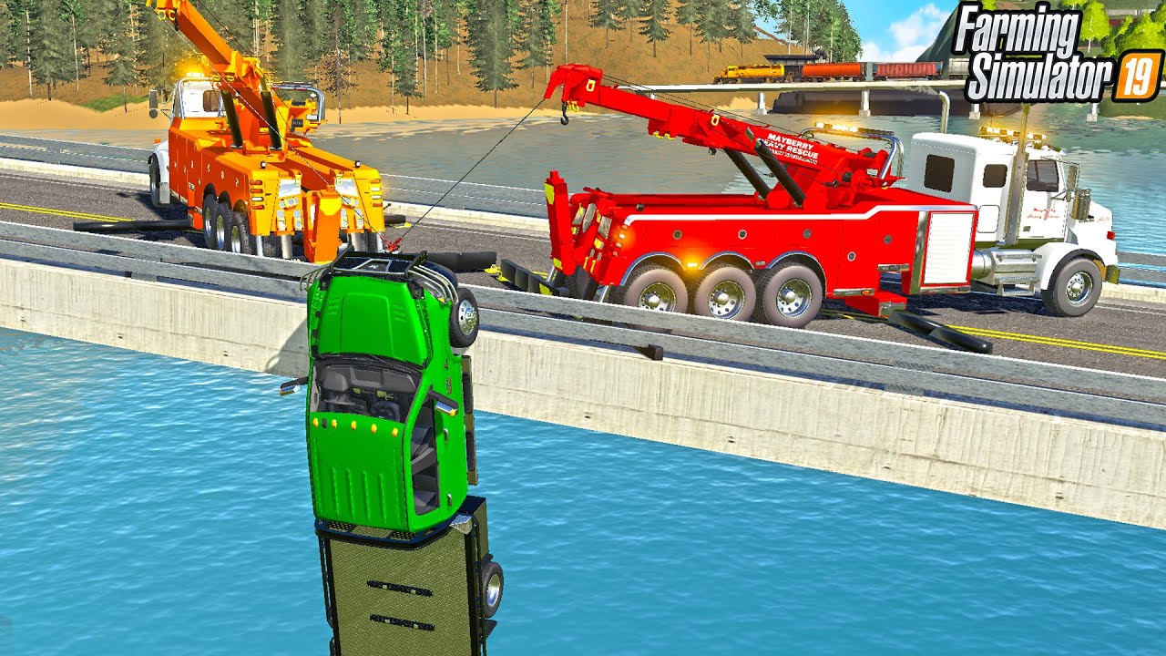 RESCUING SUNKEN TRUCK FROM LAKE! | HEAVY WRECKER TOWING | FARMING ...