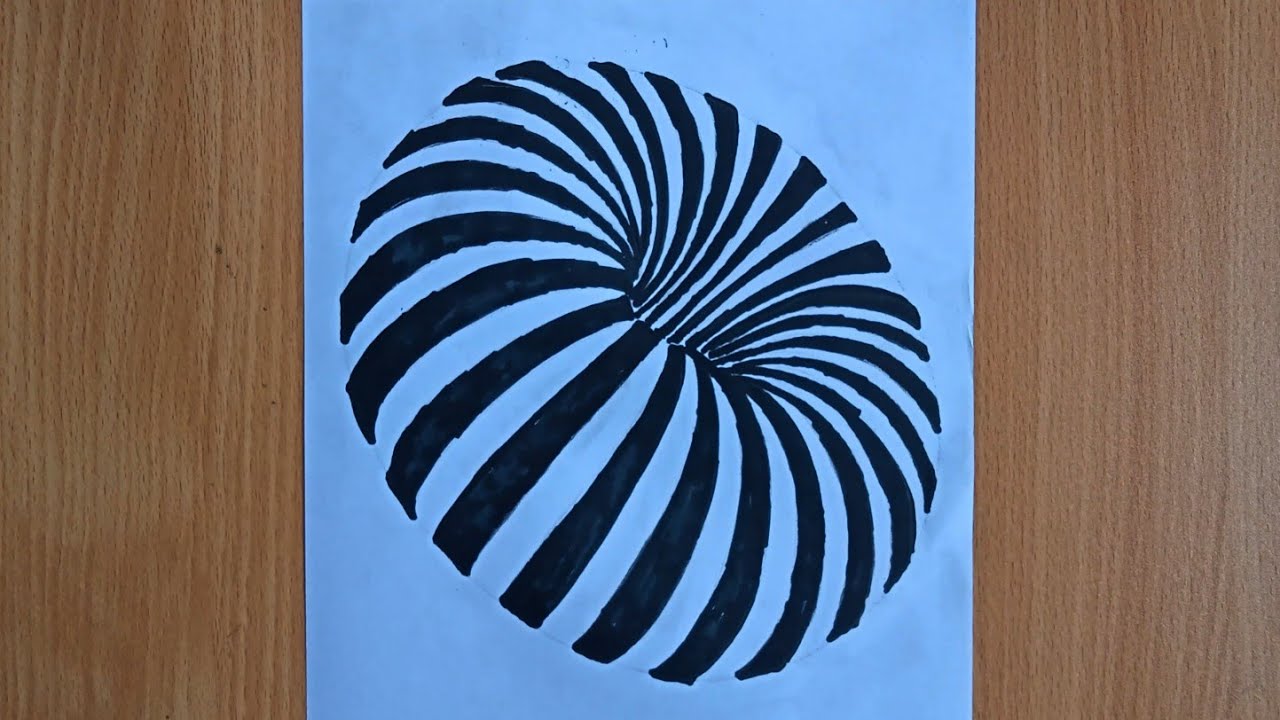 How to draw a striped torus on white paper _ how to draw a 3d figure ...