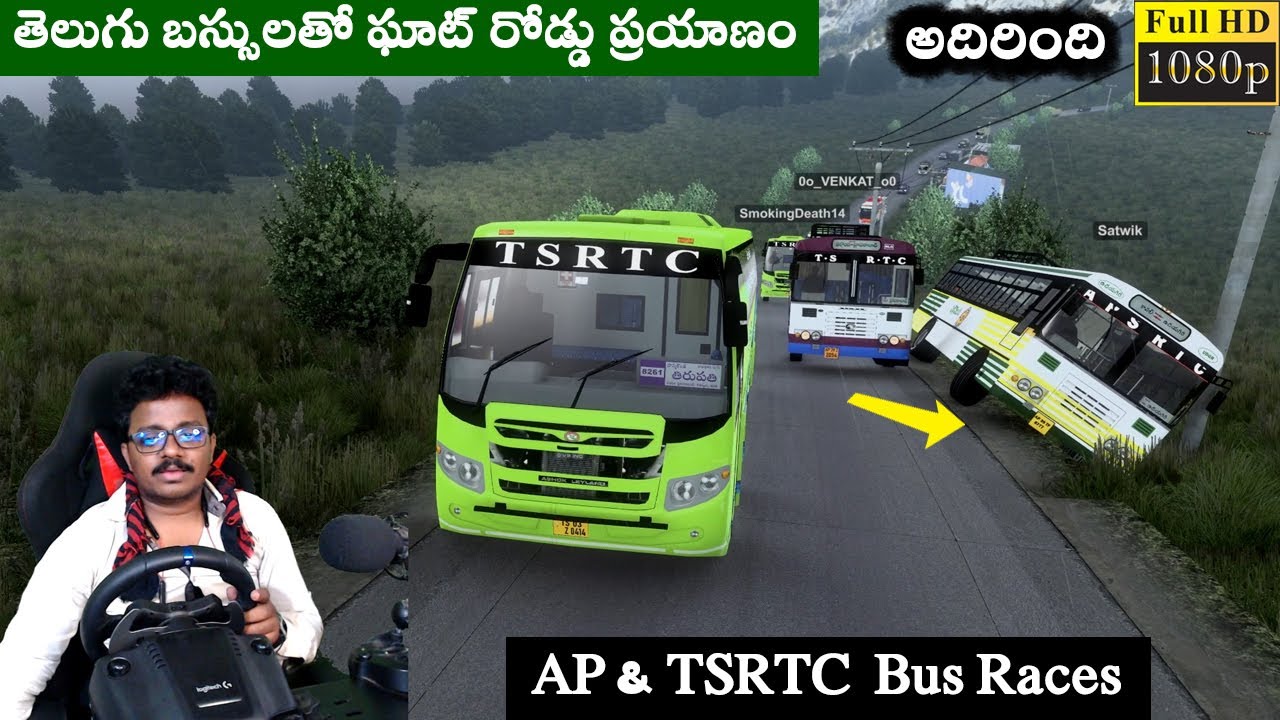 Rajdhani TSRTC APSRTC Buses on Ghat Roads Driving with Logitech g29 ...