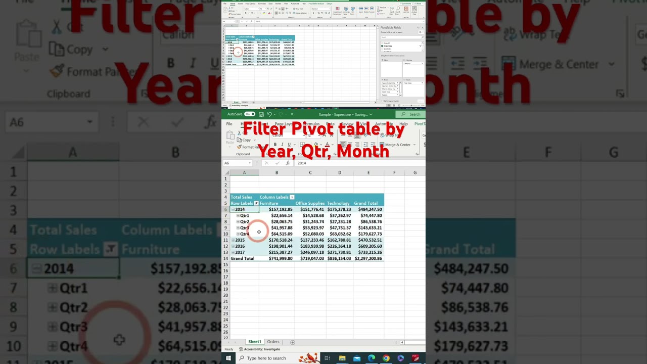 Filter Pivot Table By Year Qtr Month YouTube Filter Pivot Table By Year Qtr Month YouTube