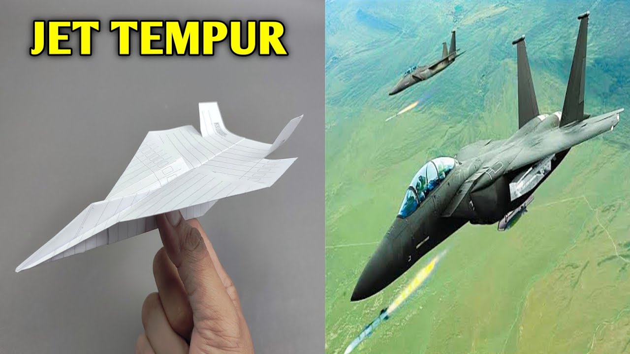 Cara Membuat Pesawat Jet Kertas F-15 - ORIGAMI PESAWAT - YouTube