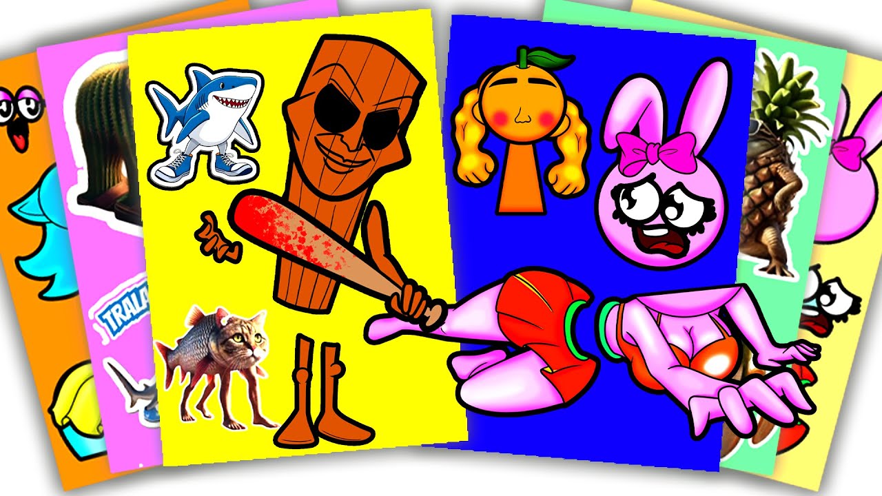 Spunki ITALIAN BRAINROT Tung Tung Tung Sahur and PINKI| Sticker Book ...