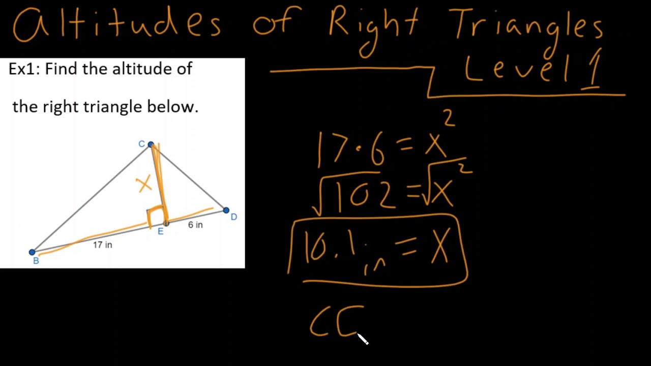 Altitudes of Right Triangles Level 1 - YouTube