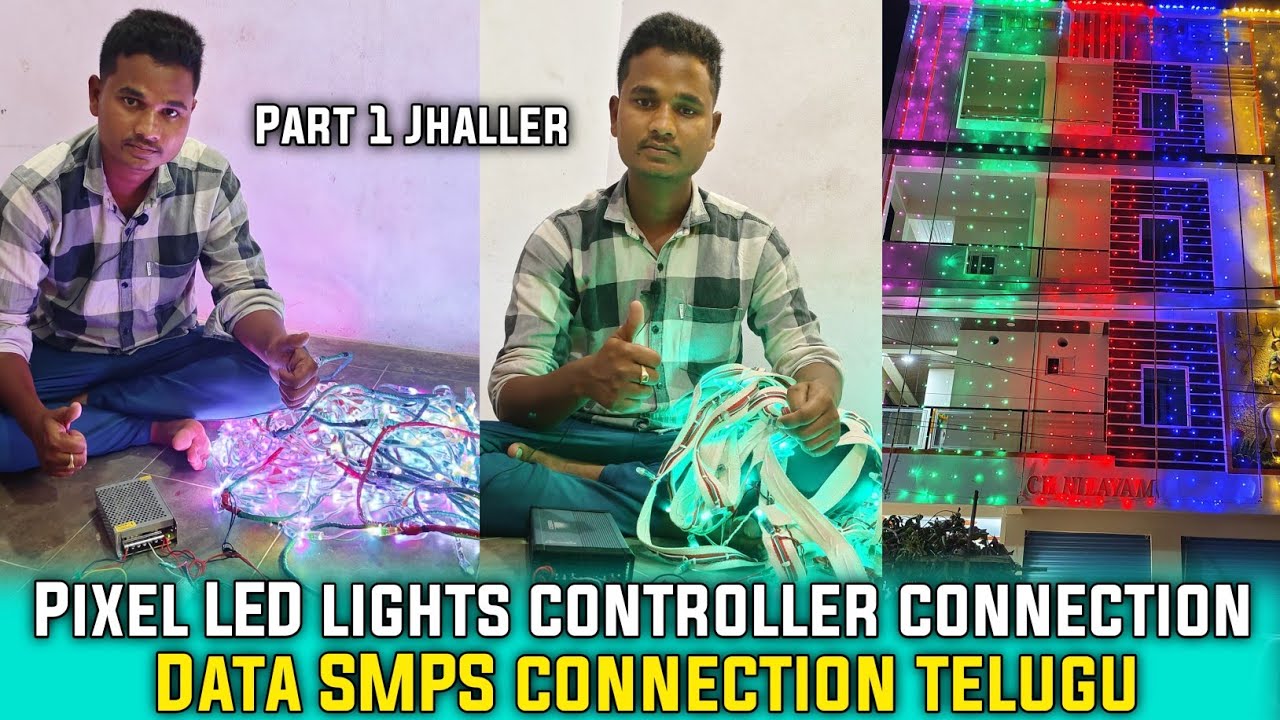 how to connection pixel LED lights || controller telugu ||electrical ...