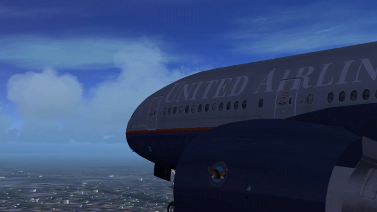 FS2004 - 777 United Airlines landing Miami - YouTube