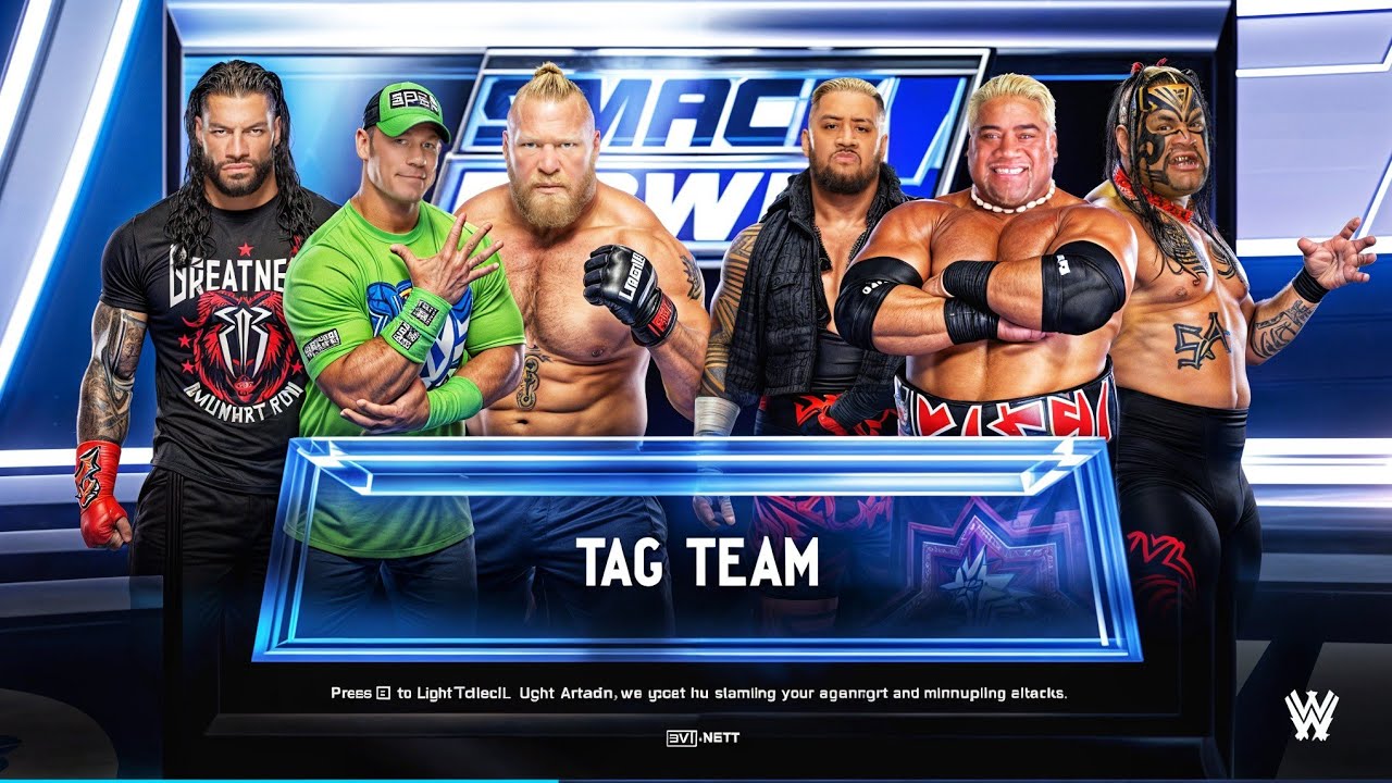 Roman Reigns John Cena & Brock Lesnar Vs Team Solo Sikoa Full Match | WWE SmackDown | WWE 2K24 ...