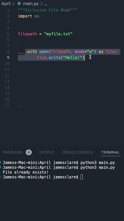 Python 3 | The Exclusive File Mode #python3 #coding #programming - YouTube