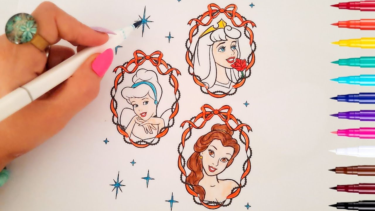 Let's color the Disney princess🎨 | easy coloring with a magic marker🪄 ...