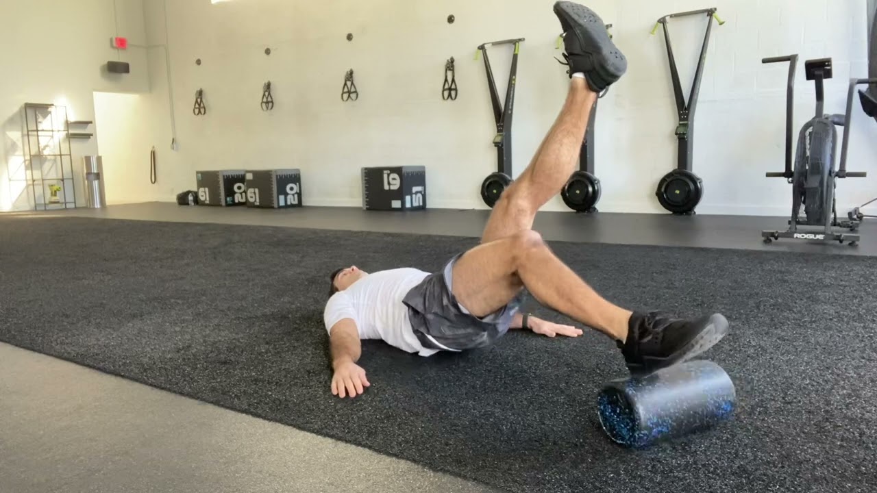 Single leg foam roller hamstring curl - YouTube