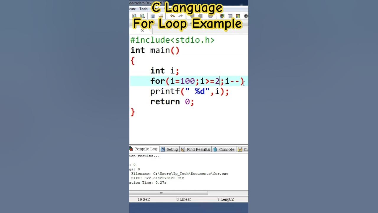 C Language For Looping Example Ctutorials Cprogramming Ccoding Ccode Looping Forloop