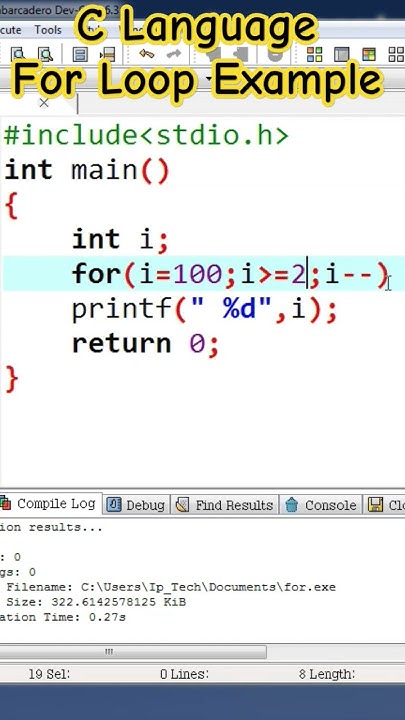 C Language For Looping Example #ctutorials #cprogramming #ccoding #ccode #looping #forloop # ...