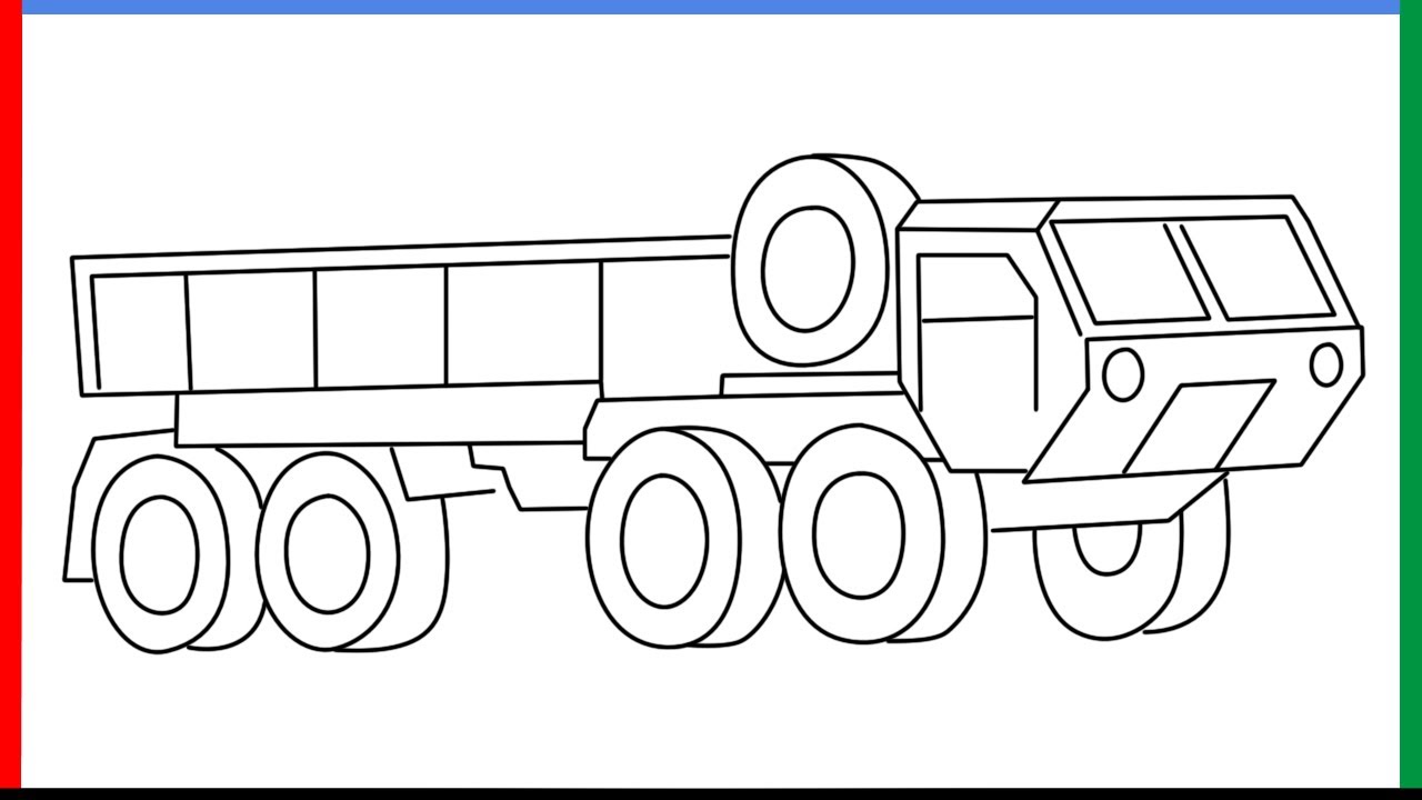 How to draw Military Truck HEMTT step by step for beginners - YouTube