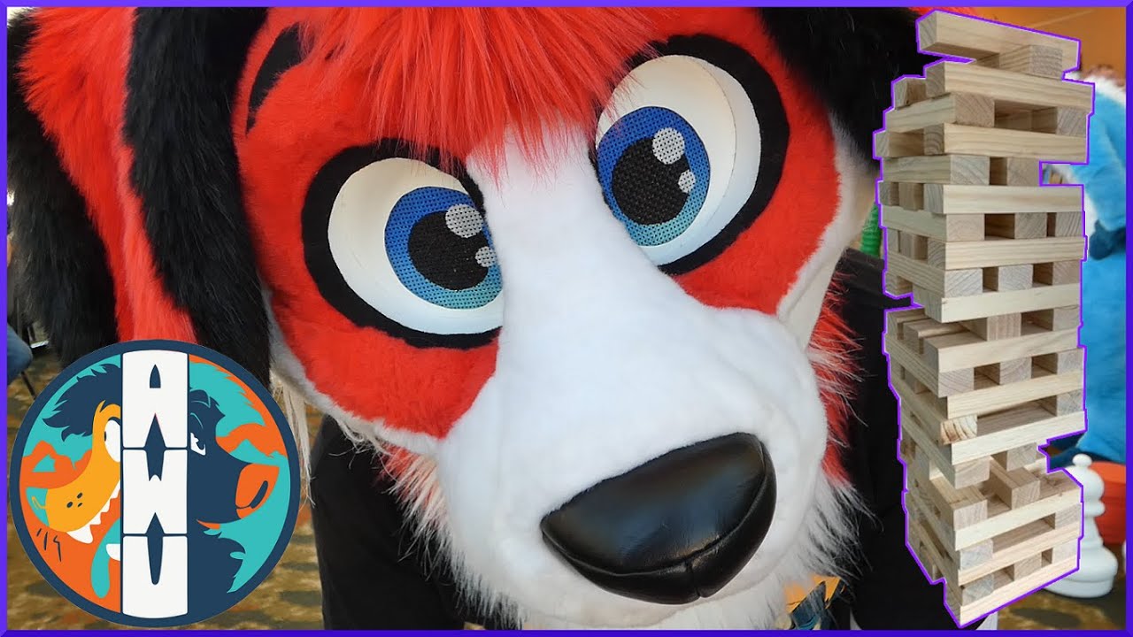 Playing Giant Fursuit Jenga With Beagle In Red! - YouTube