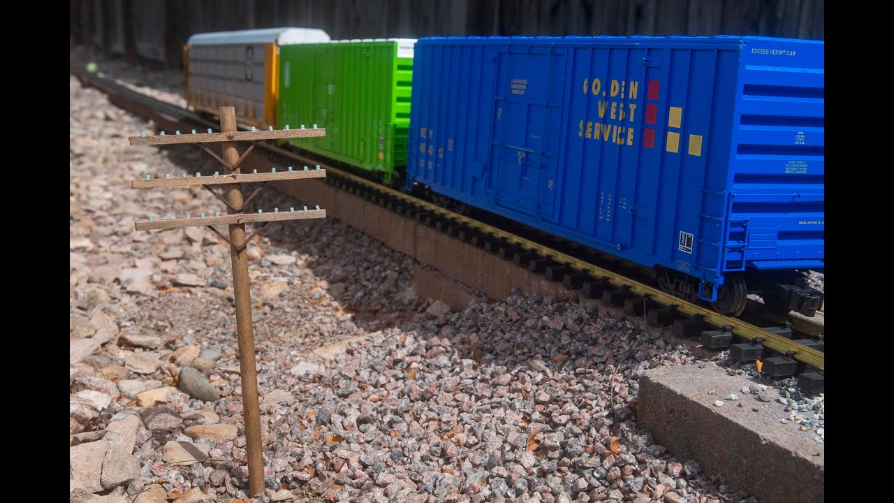 Hand made G scale railroad utility poles - YouTube