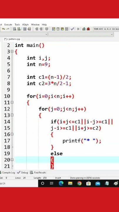 C Language Pattern 25 | #clanguage #c #cprogramming #vamshikrishnatutorials #ytshorts - YouTube