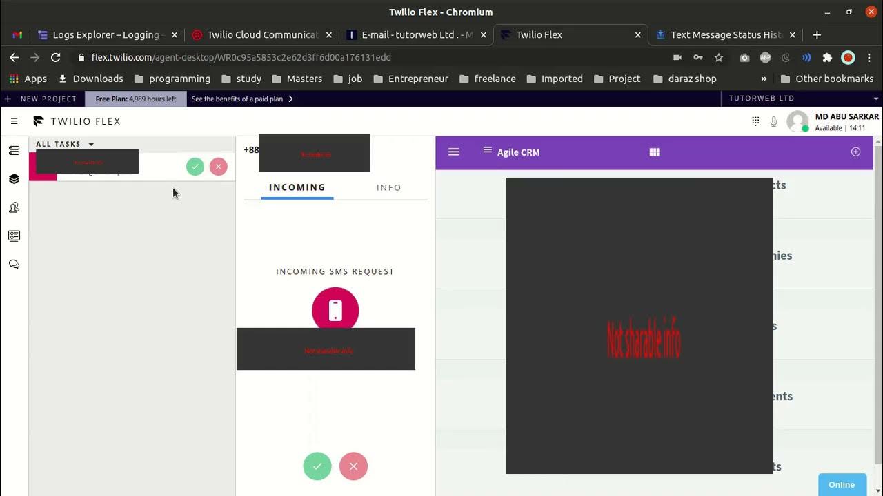 Portfolio Twilio Two way SMS Flex - YouTube
