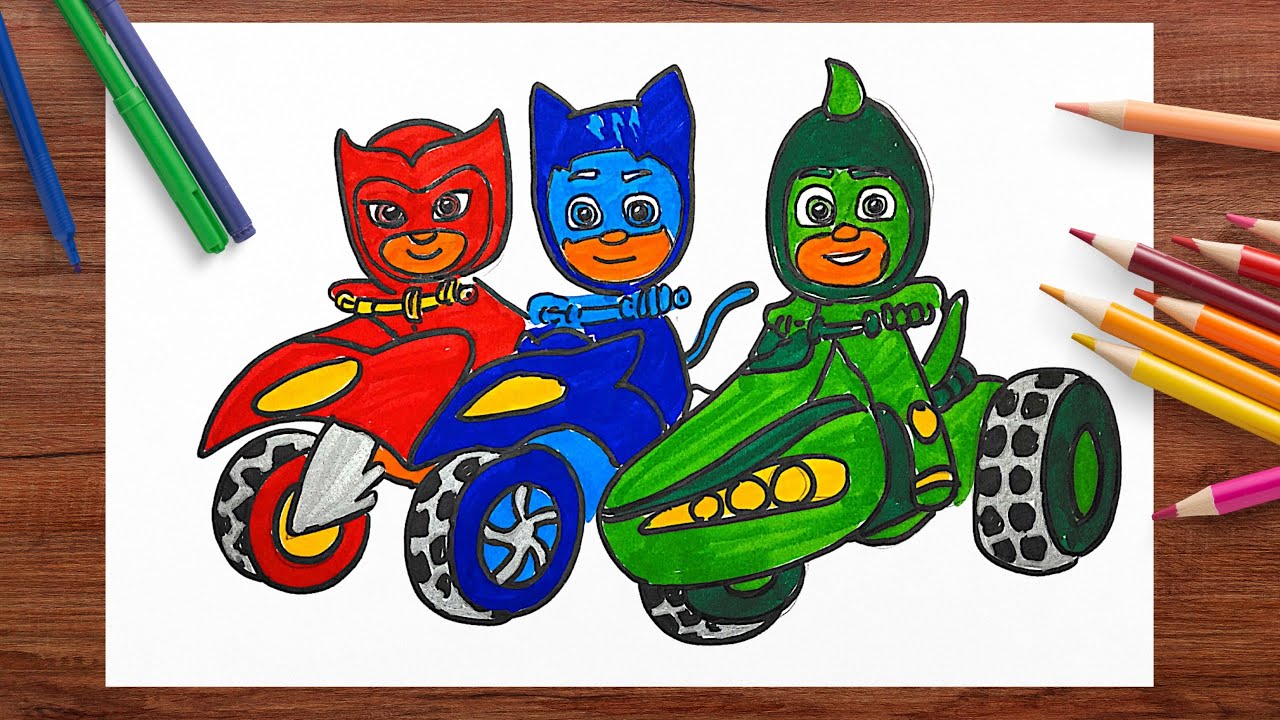How to draw PJ Masks || PJ Masks- Catboy, Gekko, Owlet || Easy drawing ...