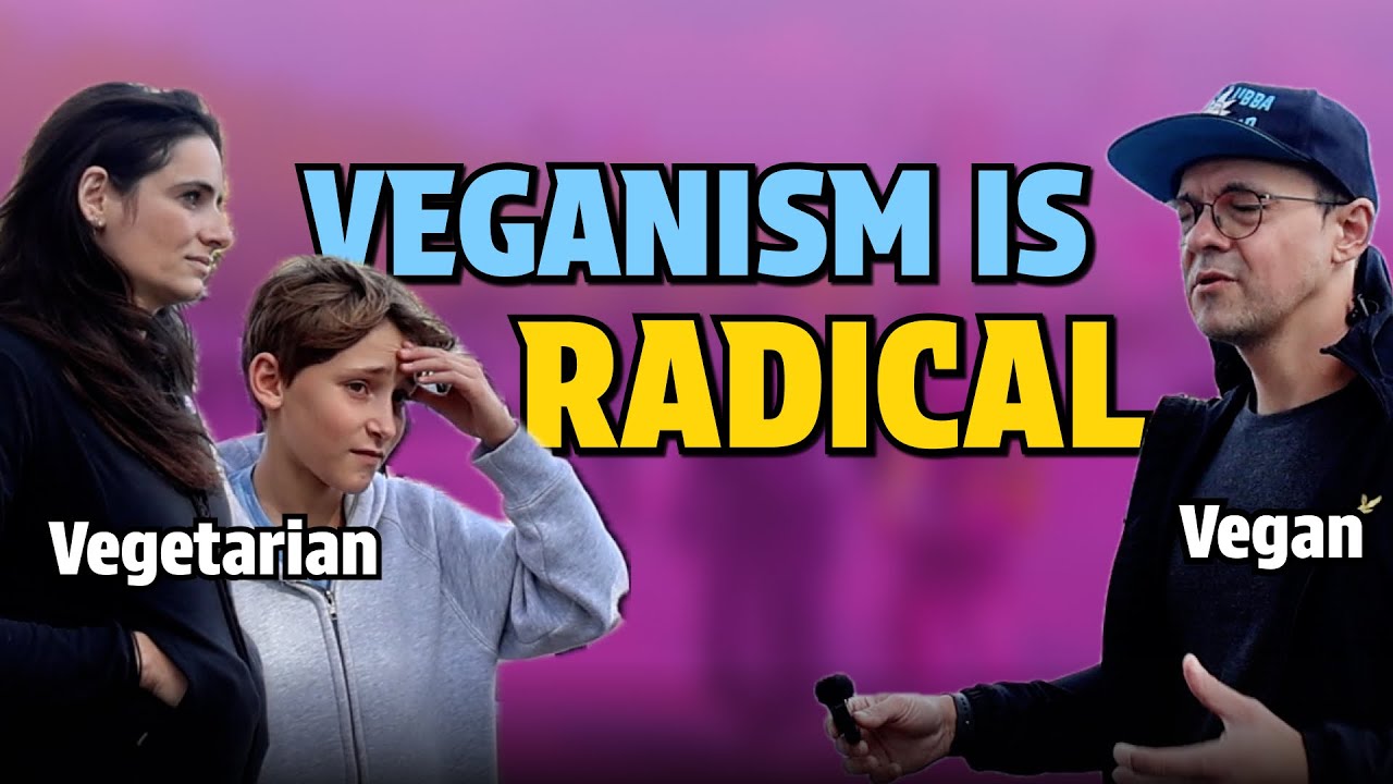 Vegetarian vs RADICAL Vegan in Street DEBATE - YouTube
