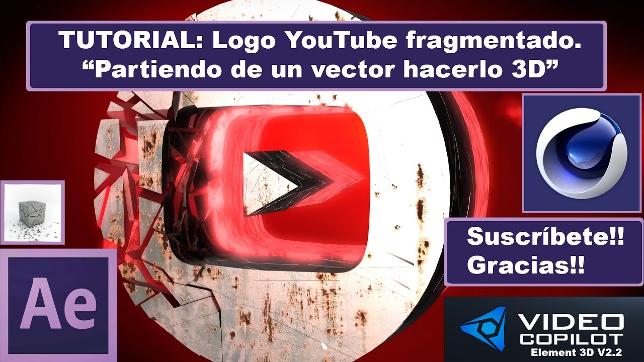 Tutorial: Logo YouTube fragmentado. Hacer un vector 3D (C4D/Thrausi/AE ...