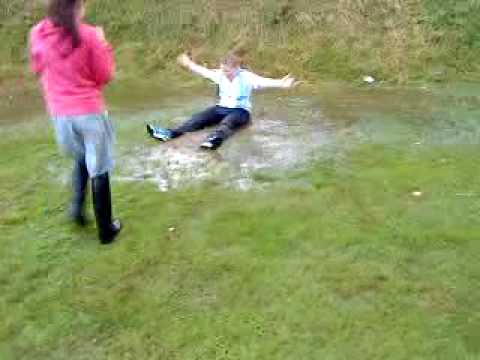 Sliding in puddles - YouTube