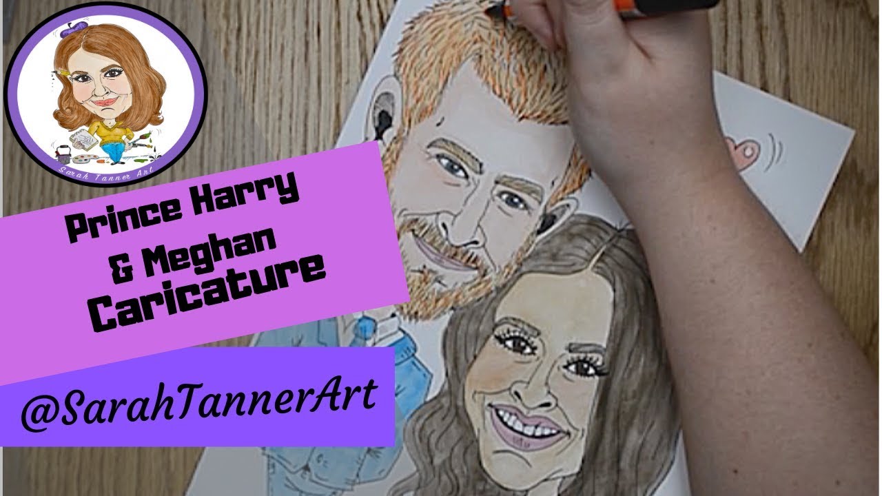 Caricature of Prince Harry and Meghan Watercolour and Ink timelapse ...