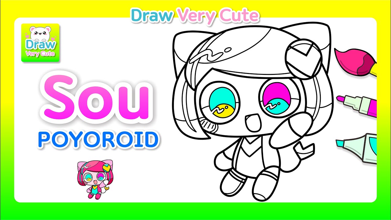 Drawing and coloring Cat Sou Poyoroid how to draw cute robo cat anime ...