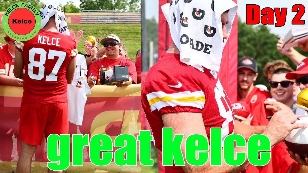 Travis Kelce INTERACTS with fans after the end of day 2 of practice at ...