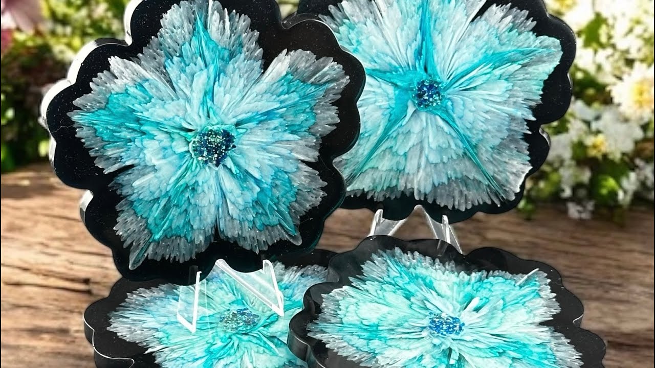 #256 Craft Resin Table Top Bloom Coasters in Epoxy Resin - YouTube
