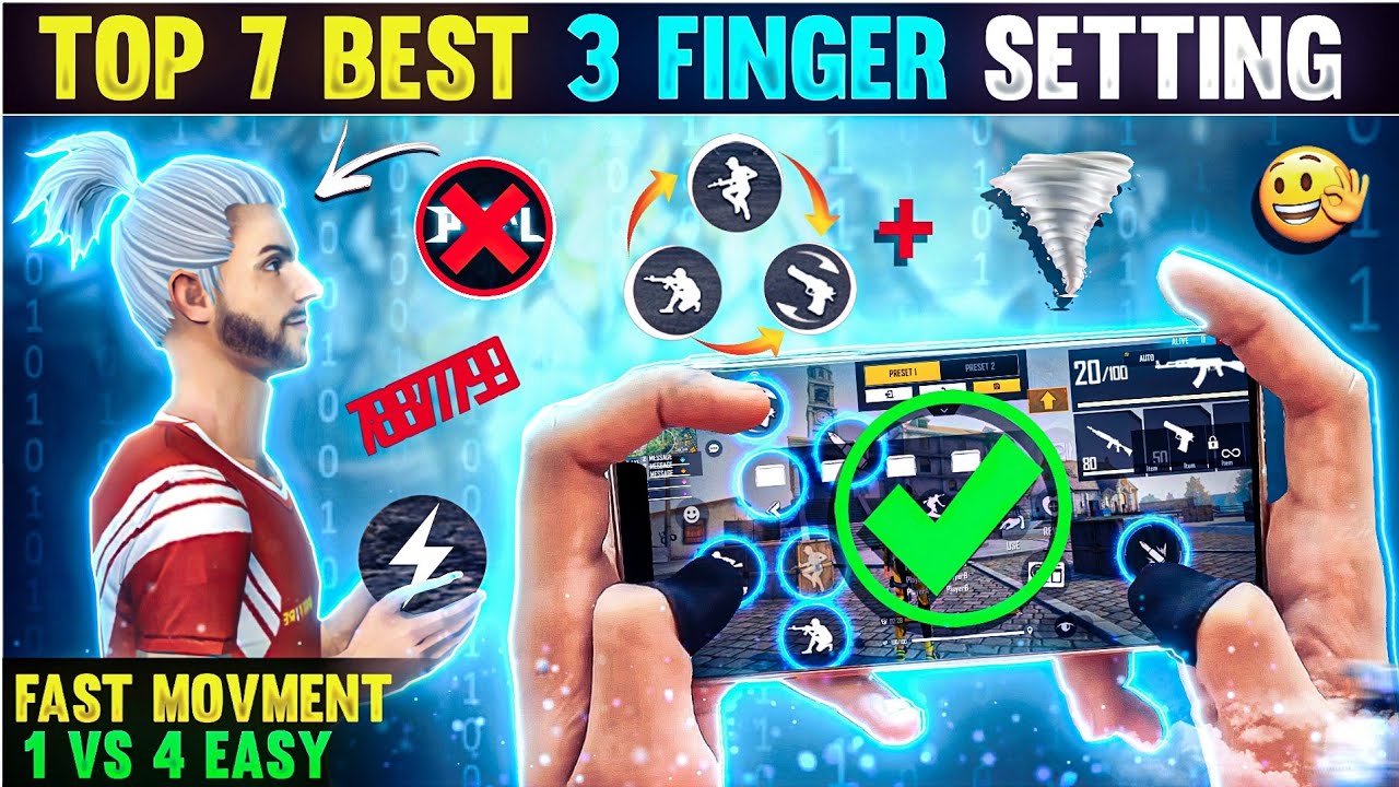 Top 7 Best 3 Finger Custom Hud Settings Free Fire🔥(Only Red+Movment ...