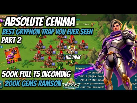 Lords Mobile - Absolute Cenima Part 2 | Best Gryphon trap you ever seen | KvK Action and Gems Ramson
