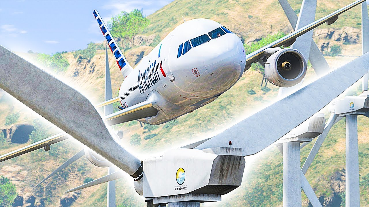 PLANE vs WIND TURBINES in GTA 5 FiveM Flight Simulator - YouTube