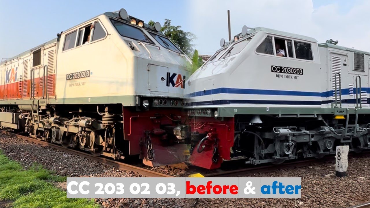 Lokomotif CC 203 02 03, before & after perubahan livery - YouTube
