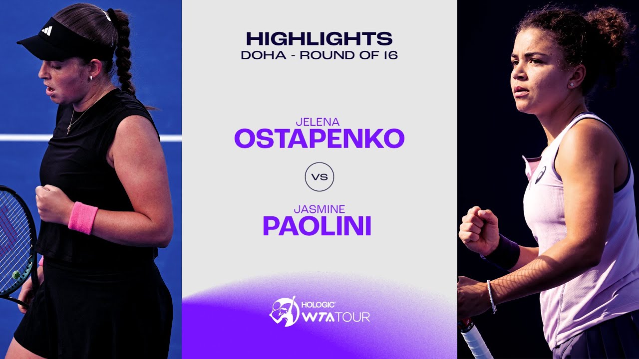 Jelena Ostapenko vs. Jasmine Paolini | 2025 Doha Round of 16 | WTA Match Highlights - YouTube
