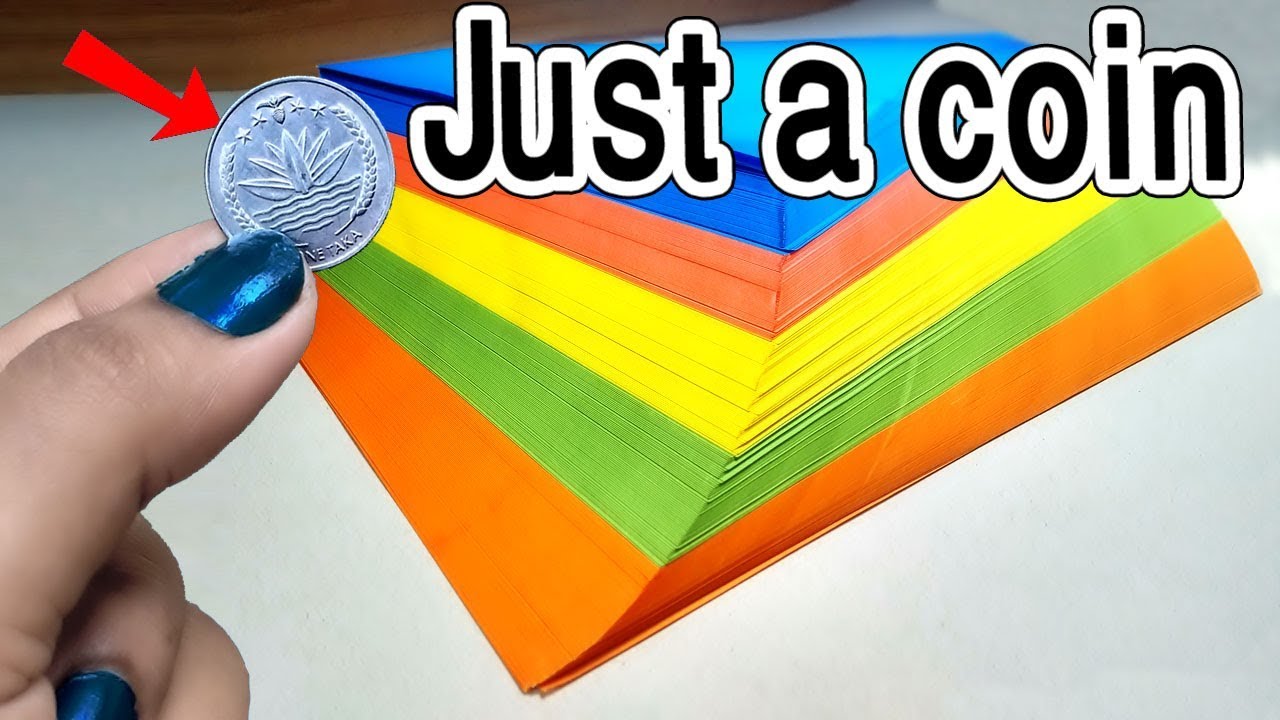 Beautiful ideas with coin & coloring paper|Paper crafts idea|Making ...