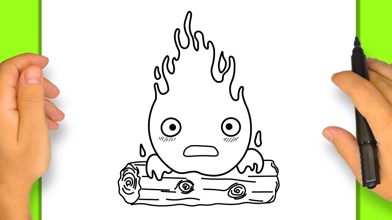 How to Draw Calcifer from Howl's Moving Castle | Step by Step Simple ...