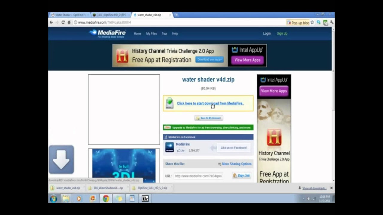 Water Shader v4d+Optifine 1.8.1_HD_S_D - YouTube
