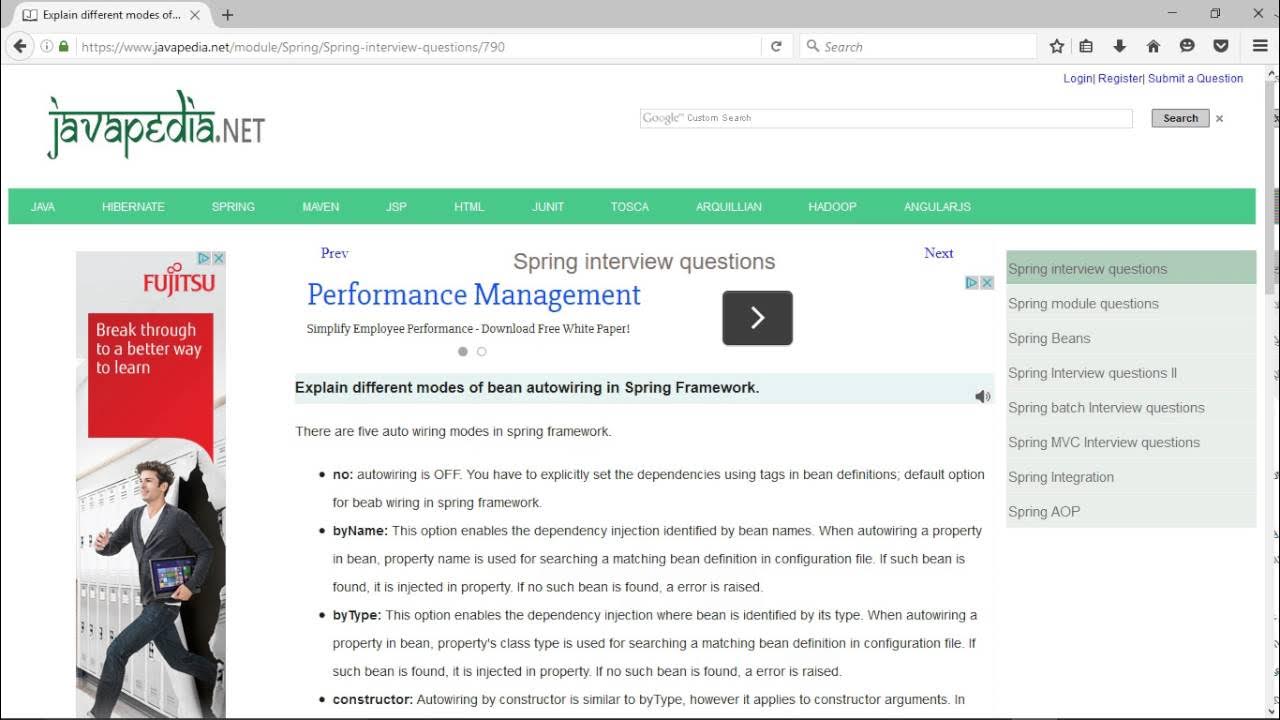 Explain different modes of bean autowiring in Spring Framework. | javapedia.net - YouTube