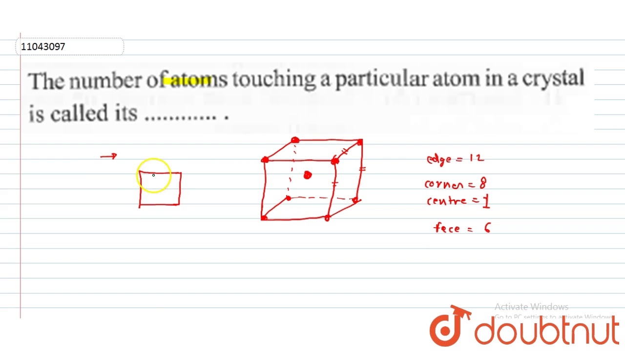 The number of atoms touching a particular atom in a crystal is called ...