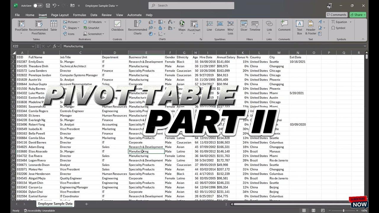 EXCEL PIVOT TABLES PART II : TABULAR FORM - YouTube