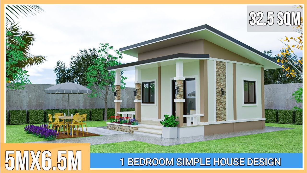 5mX 6.5m ( 32.5 sq.m) Tiny house design idea with 1 bedroom - YouTube